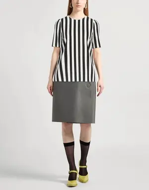 Dolce & Gabbana Striped Crepe Short Sleeve Top