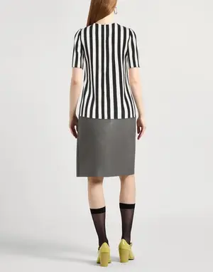 Dolce & Gabbana Striped Crepe Short Sleeve Top