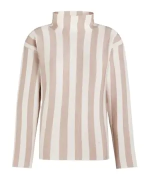 TOD'S Striped Long-sleeved Knitwear With Dropped Shoulders - Nude