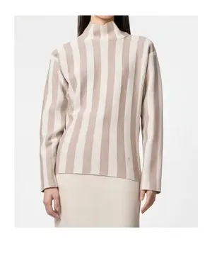 TOD'S Striped Long-sleeved Knitwear With Dropped Shoulders - Nude