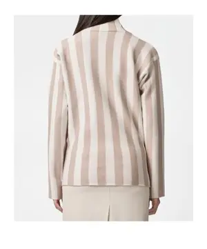 TOD'S Striped Long-sleeved Knitwear With Dropped Shoulders - Nude