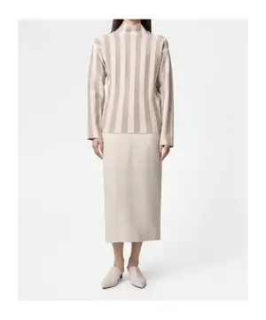 TOD'S Striped Long-sleeved Knitwear With Dropped Shoulders - Nude