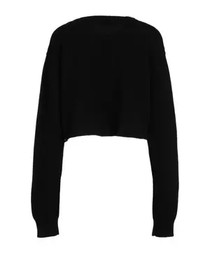 Dolce & Gabbana Cashmere Crew Neck Embellished Cropped Sweater