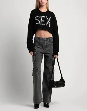 Dolce & Gabbana Cashmere Crew Neck Embellished Cropped Sweater