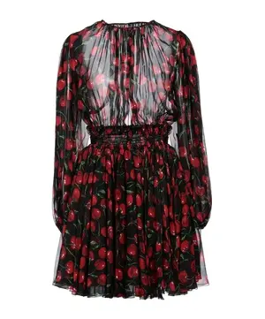 Dolce & Gabbana Colorful Chiffon Dress - Black