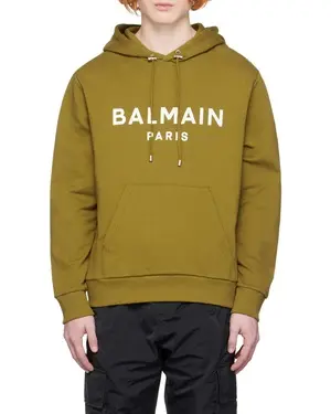 Balmain Logo Printed Drawstring Hoodie