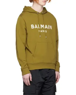 Balmain Logo Printed Drawstring Hoodie