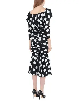 Dolce & Gabbana Polka Dot Satin Midi Dress With Ruffle Detail