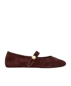 Tory Burch Romy Suede Mary Jane Flats - Brown