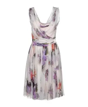 Dolce & Gabbana Sleeveless Floral Chiffon Dress - Gray