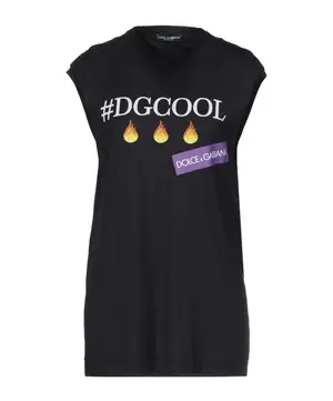 Dolce & Gabbana Solid Color Printed Knit T-shirt - Black