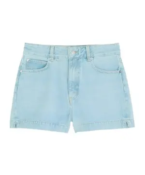 FRAME The Charm Denim Shorts With Embellished Press-studs - Blue
