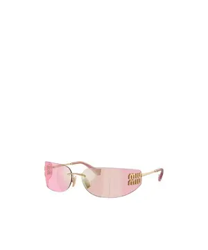 Miu Miu Rimless Metal Sunglasses With Logo Detail