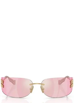 Miu Miu Rimless Metal Sunglasses With Logo Detail