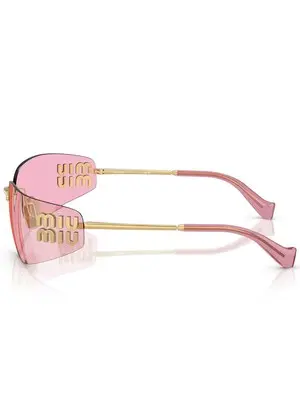 Miu Miu Rimless Metal Sunglasses With Logo Detail