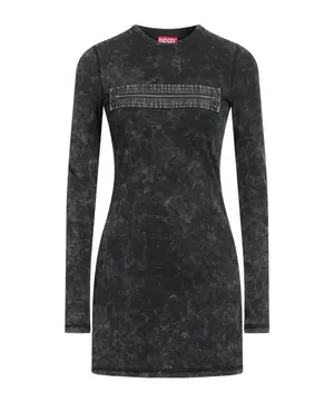 DIESEL® Bodycon Dress With Tie-dye And Embellished Logo - Black