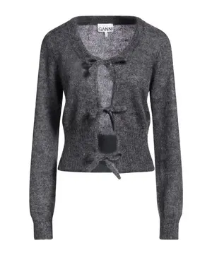 GANNI Cardigan With Tie Detail - Black