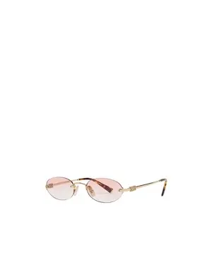 Miu Miu Miu Miu Rimless Oval Frame Sunglasses Pink