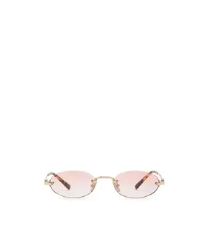 Miu Miu Rimless Oval Frame Sunglasses - Pink