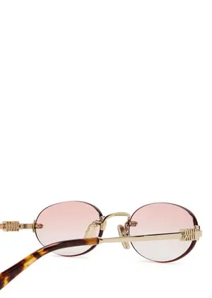 Miu Miu Rimless Oval Frame Sunglasses - Pink
