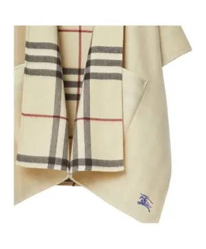 Burberry Cashmere Hooded Cape With Checked Lining
