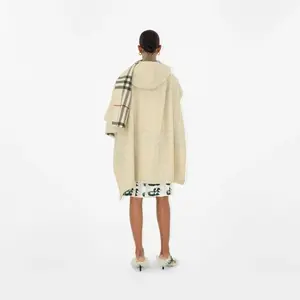Burberry Cashmere Hooded Cape With Checked Lining