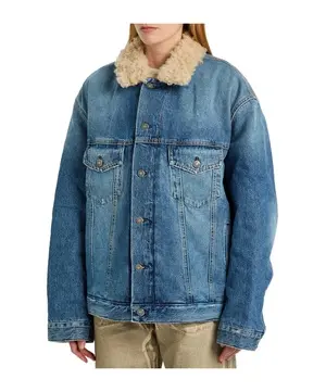 Acne Studios Quilted Faux Shearling And Denim Jacket