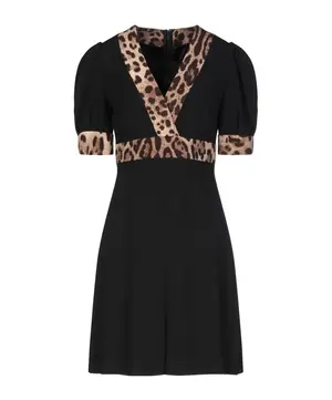 Dolce & Gabbana Solid Color V-neck Dress - Black
