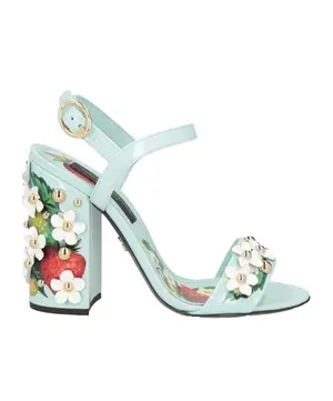 Dolce & Gabbana Floral Print Embellished Block Heel Sandals