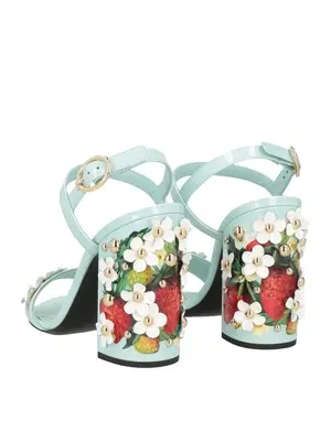 Dolce & Gabbana Floral Print Embellished Block Heel Sandals