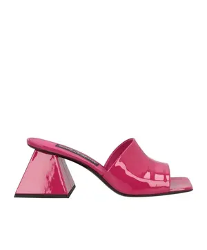 Dolce & Gabbana Patent Leather Geometric Heel Square-toe Slippers - Pink
