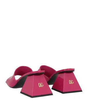 Dolce & Gabbana Patent Leather Geometric Heel Square-toe Slippers