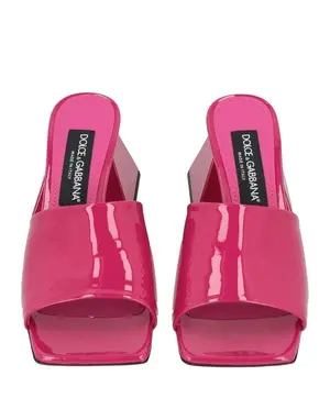 Dolce & Gabbana Patent Leather Geometric Heel Square-toe Slippers