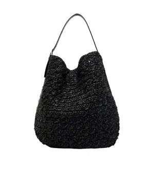 TOTEME Straw Tote Bag - Black