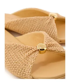 Loewe Pebble Soft Raffia And Leather Sliders