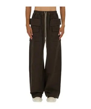 Rick Owens Creatch Wide Cargo Drawstring Pants - Black