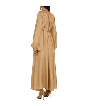 Zimmermann Round Neck Cutout Silk Maxi Dress - Nude