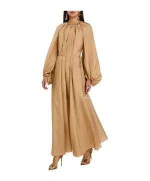 Zimmermann Round Neck Cutout Silk Maxi Dress - Nude