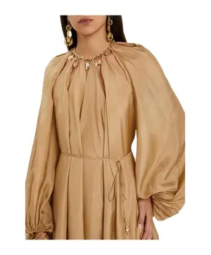 Zimmermann Round Neck Cutout Silk Maxi Dress - Nude