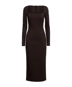 Dolce & Gabbana Fitted Jersey Dress With Square Neckline And Long Sleeves