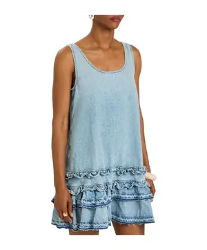 GANNI Frill Denim Mini Dress