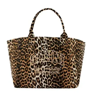 GANNI Logo Tote Bag - Black