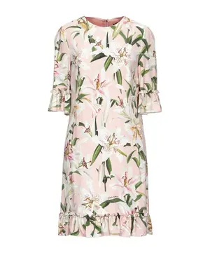 Dolce & Gabbana Floral Print Tiered Crepe Midi Dress - Nude