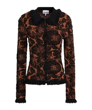 GANNI Floral Pattern Long Sleeve Button Up Blouse