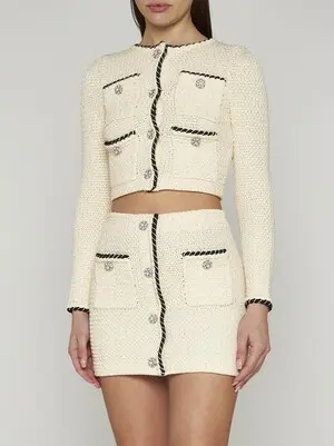 SELF-PORTRAIT Braided-trim Knitted Skirt
