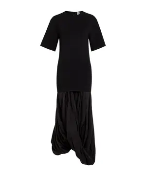 TOTEME Layered Cocoon-skirt Knit Midi Dress - Black