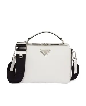 Prada Brique Medium Saffiano Leather Bag - White