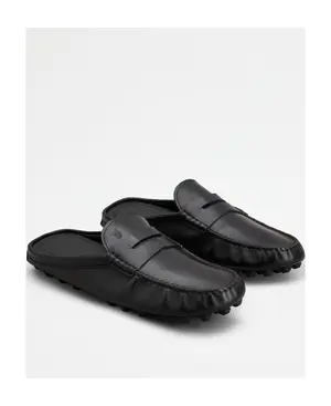 TOD'S Gommino Bubble Leather Mules - Black