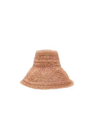 Chloé Solid Logo Raffia Hat - Nude