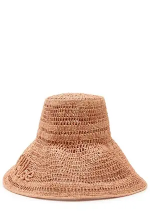 Chloé Solid Logo Raffia Hat